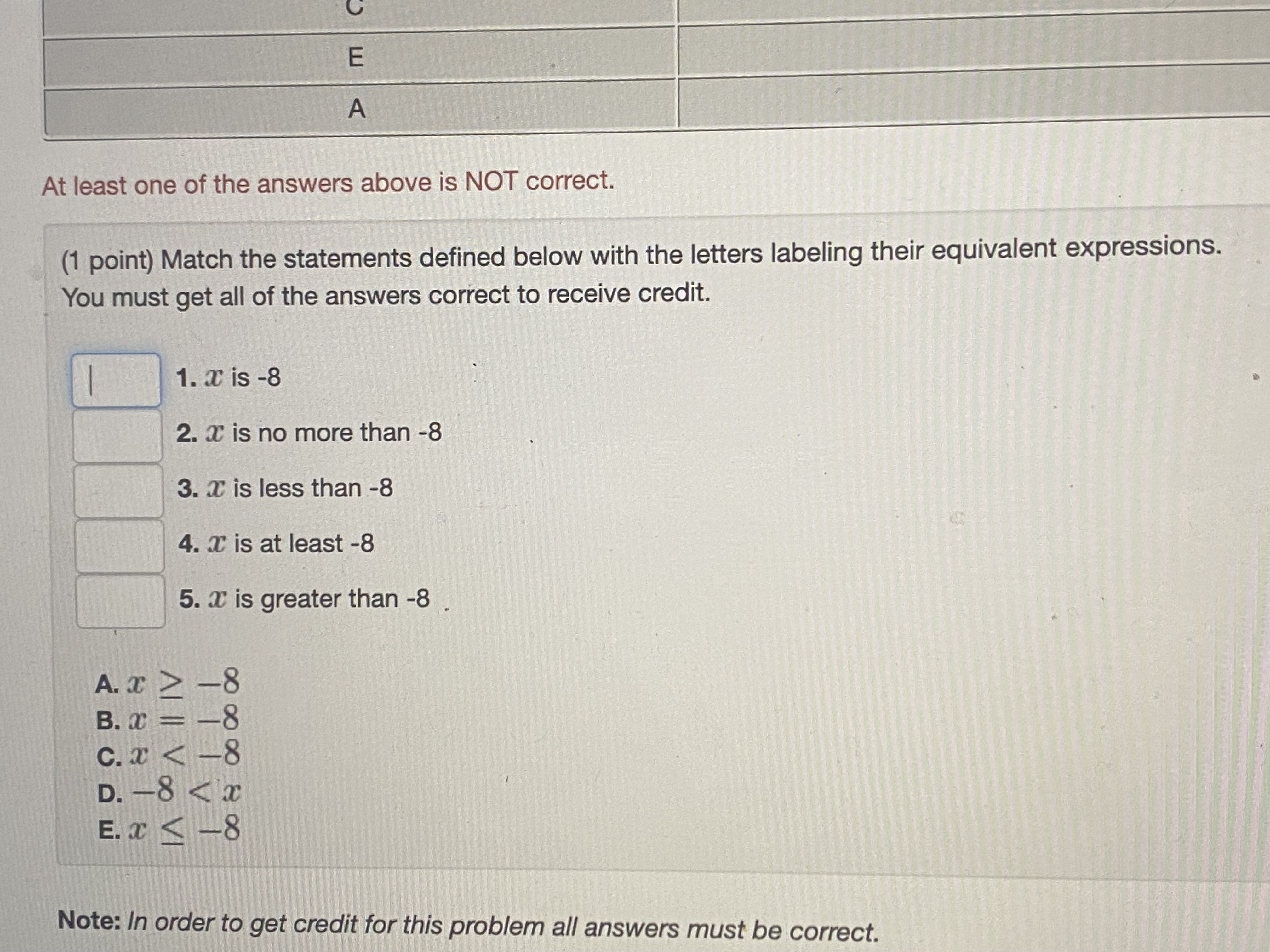 Solved (1 ﻿point) ﻿Match the statements defined below with | Chegg.com
