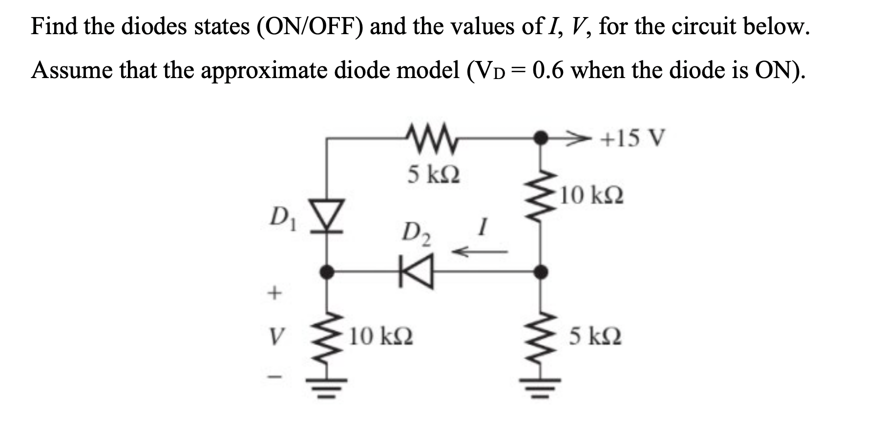 Solved Find the diodes states (ON/OFF) and the values of | Chegg.com