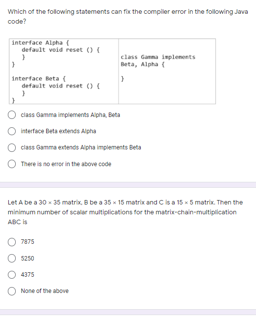 Solved Which of the following statements can fix the | Chegg.com