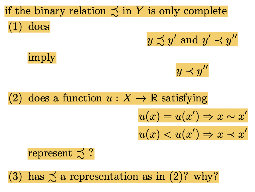 Solved if the binary relation in Y is only complete (1) does | Chegg.com