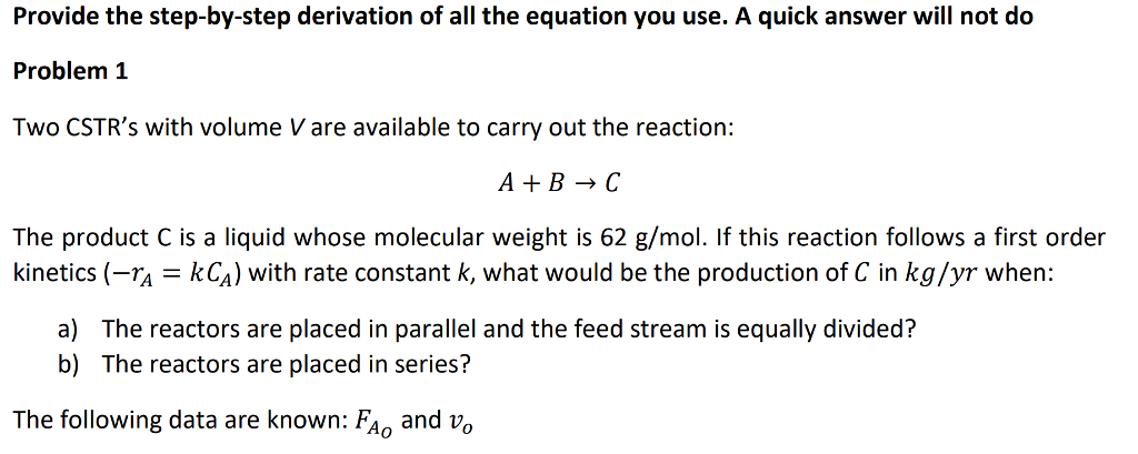 Solved Provide the step-by-step derivation of all the | Chegg.com