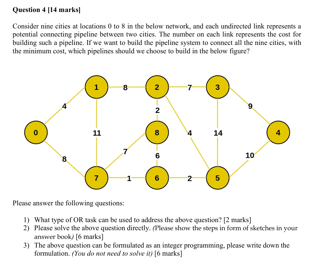 Solved Question 4 [14 ﻿marks]Consider nine cities at | Chegg.com