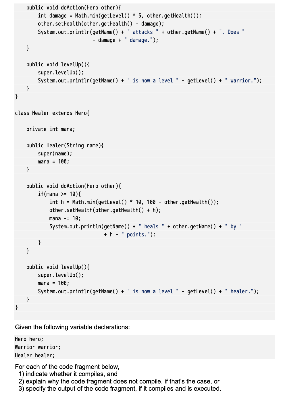 Solved 3. Polymorphism and Dynamic Binding (12 points) | Chegg.com