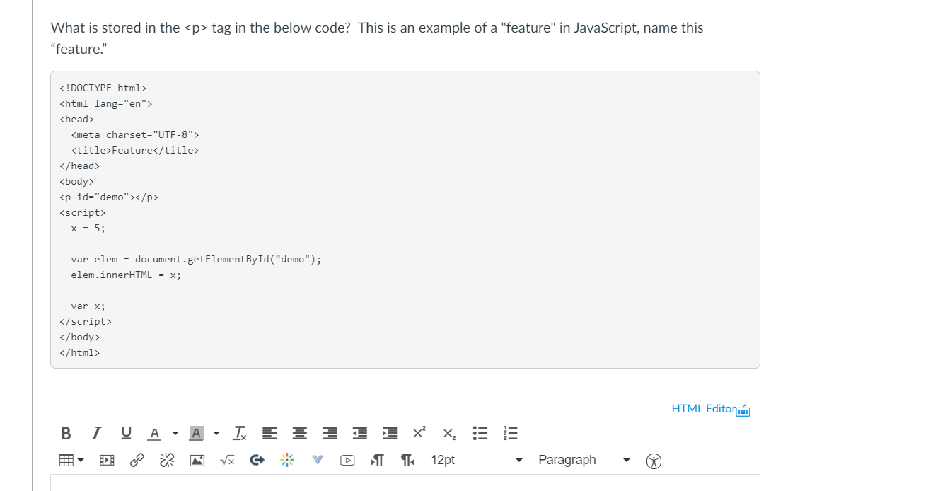 Solved What is stored in the tag in the below code? This | Chegg.com