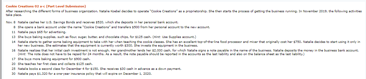 Solved Cookie Creations 02 a-c (Part Level Submission) After | Chegg.com