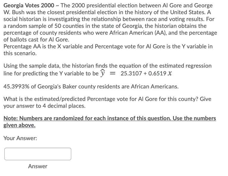 Solved Georgia Votes 2000 - The 2000 presidential election | Chegg.com
