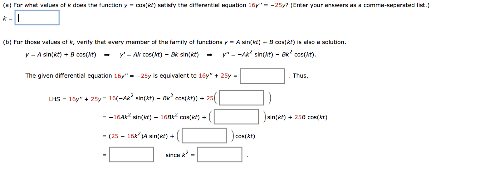 Solved (a) For what values of k does the function y = | Chegg.com