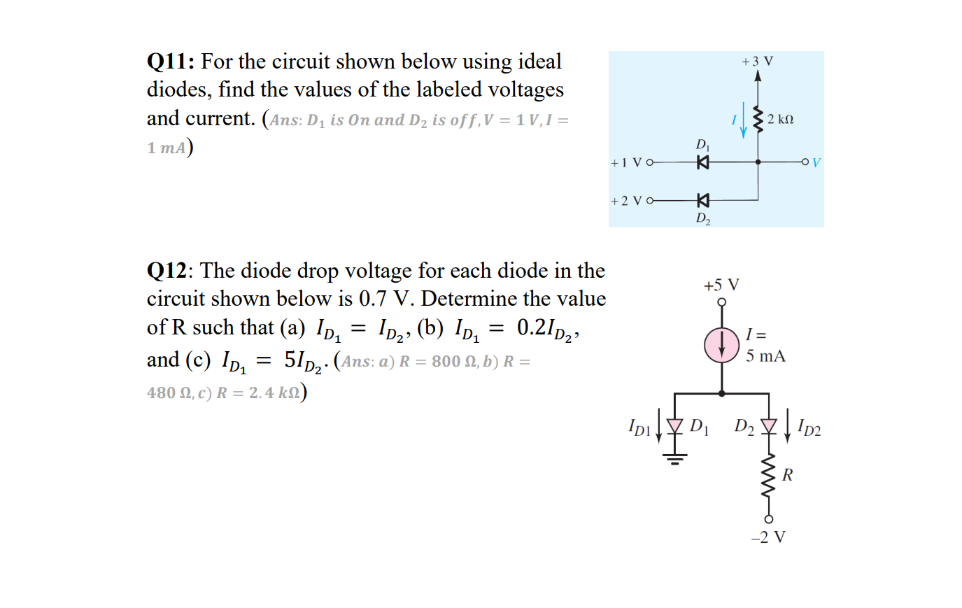 Solved Q11: For the circuit shown below using ideal diodes, | Chegg.com