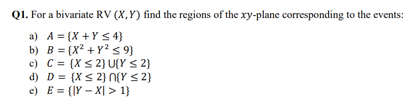 Solved Q1. For a bivariate RV(X,Y) find the regions of the | Chegg.com
