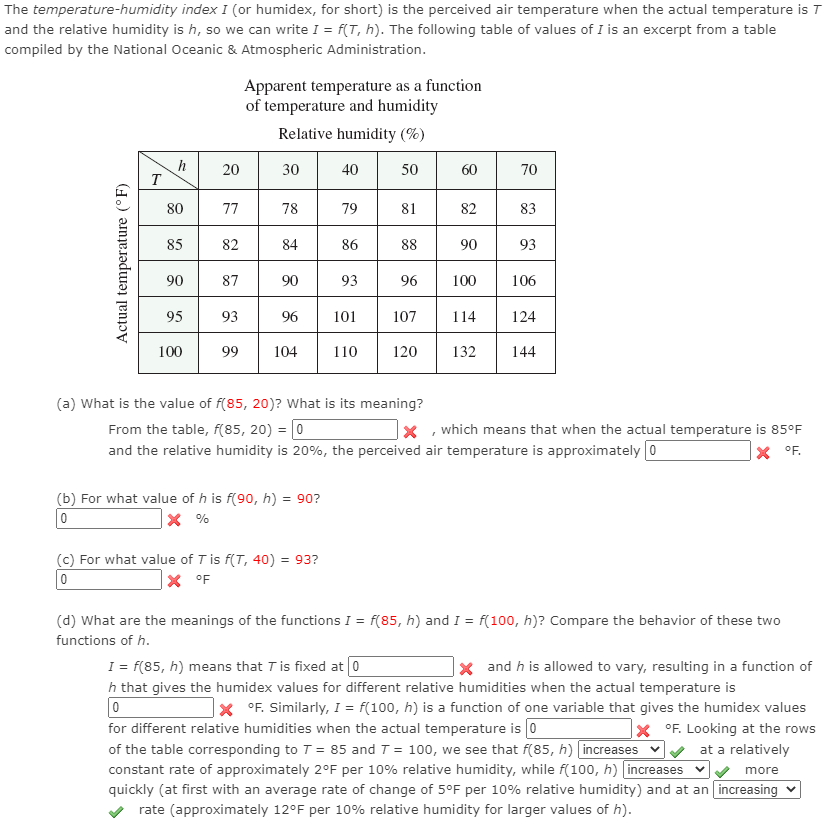 Solved The temperature-humidity index I (or humidex, for | Chegg.com