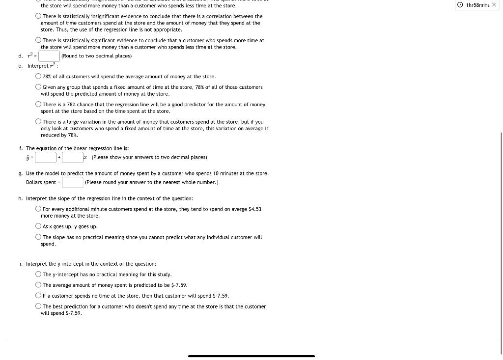 Solved A grocery store manager did a study to look at the | Chegg.com