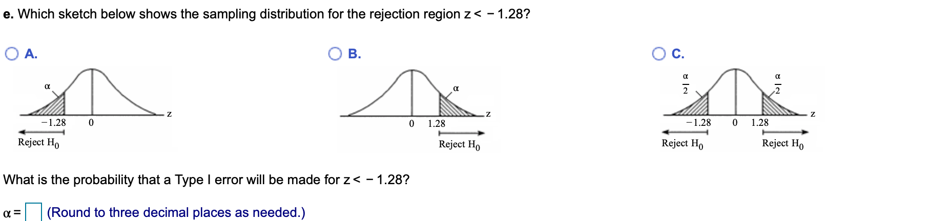 Solved For each of the following rejection regions, sketch | Chegg.com