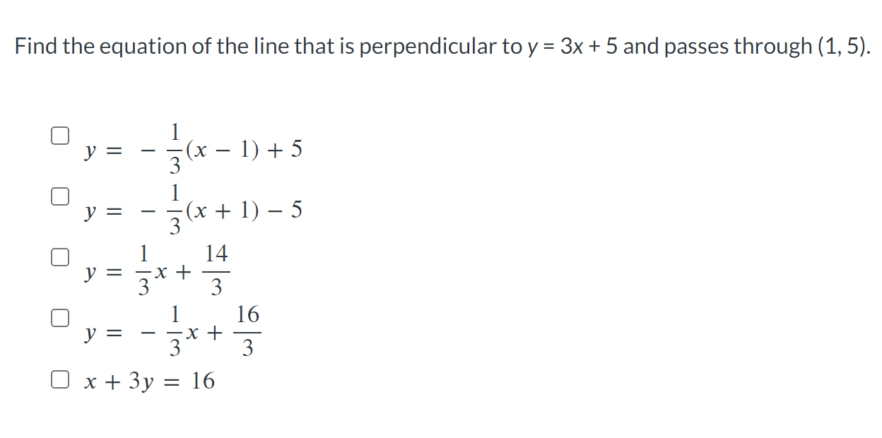 Solved Find the equation of the line that is perpendicular | Chegg.com