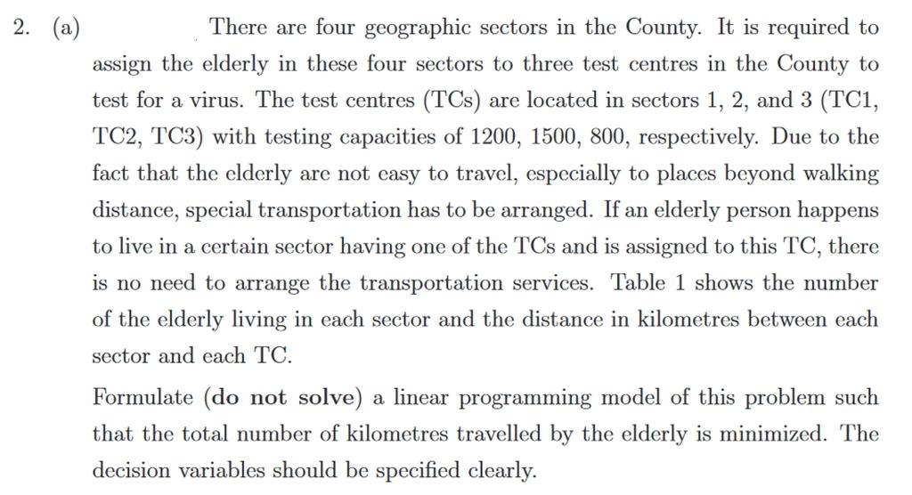 Solved (a) There are four geographic sectors in the County. | Chegg.com
