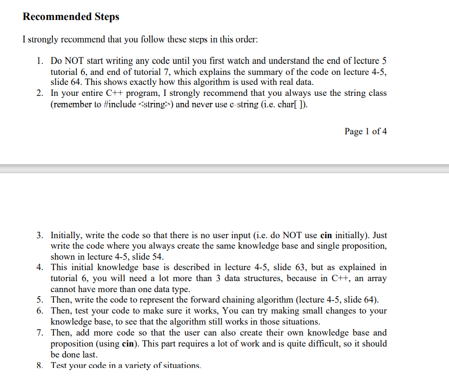 Solved Implement the Forward Chaining Algorithm Create a C++ | Chegg.com