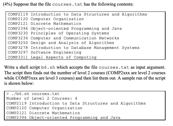 Solved Write a shell script b6.sh which accepts the file | Chegg.com