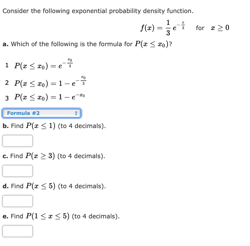 Solved Consider the following exponential probability | Chegg.com