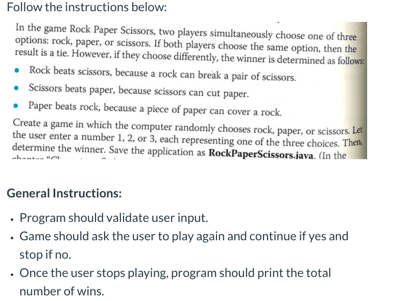 Solved Follow the instructions below: In the game Rock Paper | Chegg.com