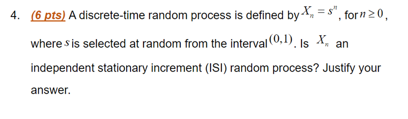 Solved ( 6 pts) A discrete-time random process is defined by | Chegg.com