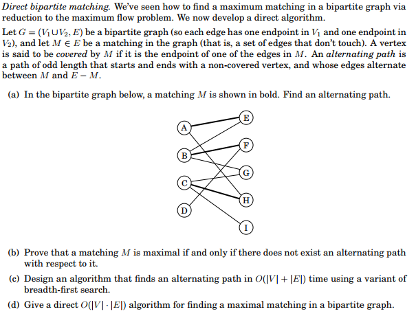 Direct bipartite matching. We've seen how to find a | Chegg.com