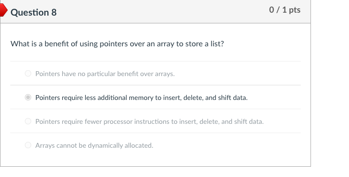 Solved What is a benefit of using pointers over an array to | Chegg.com