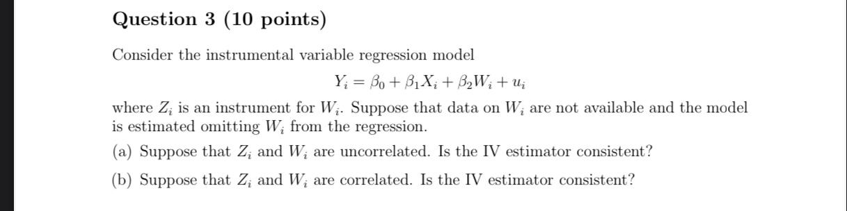 Solved Question 3 (10 points) Consider the instrumental | Chegg.com