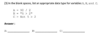 Solved (3) In the blank spaces, list an appropriate data | Chegg.com
