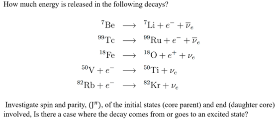 Solved How much energy is released in the following decays? | Chegg.com