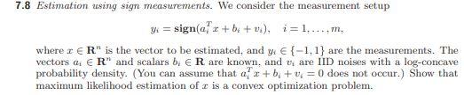 7.8 Estimation using sign measurements. We consider | Chegg.com
