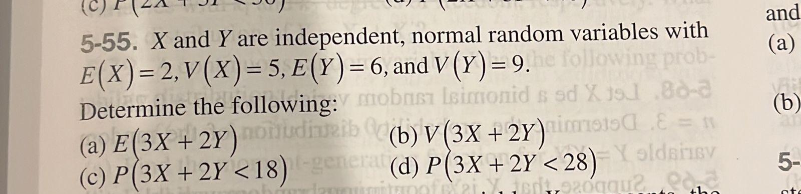 Solved 5-55. X and Y are independent, normal random | Chegg.com