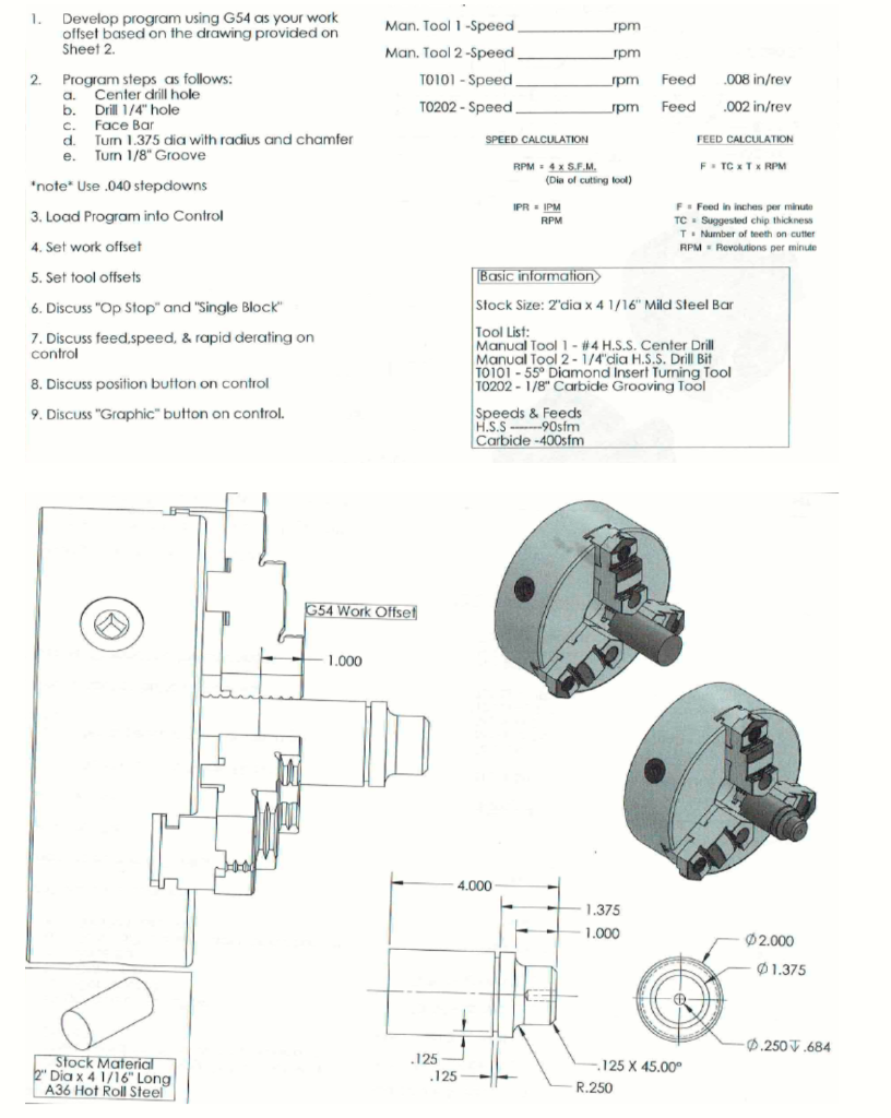 1. Develop program using G54 as your work offset | Chegg.com