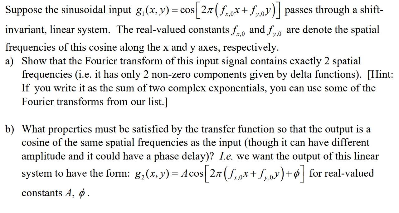 Solved Suppose the sinusoidal input | Chegg.com