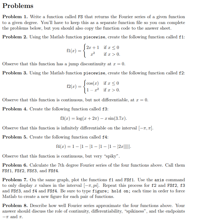 Problems Problem 1 Write A Function Called Fs That 4020
