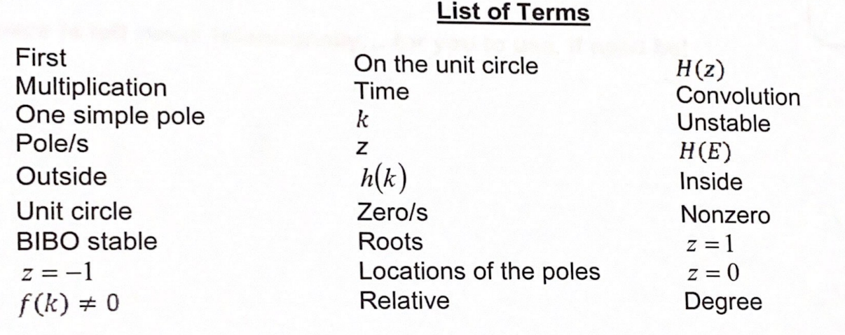 Solved Part I: Using entries from the "List of Terms” below, | Chegg.com