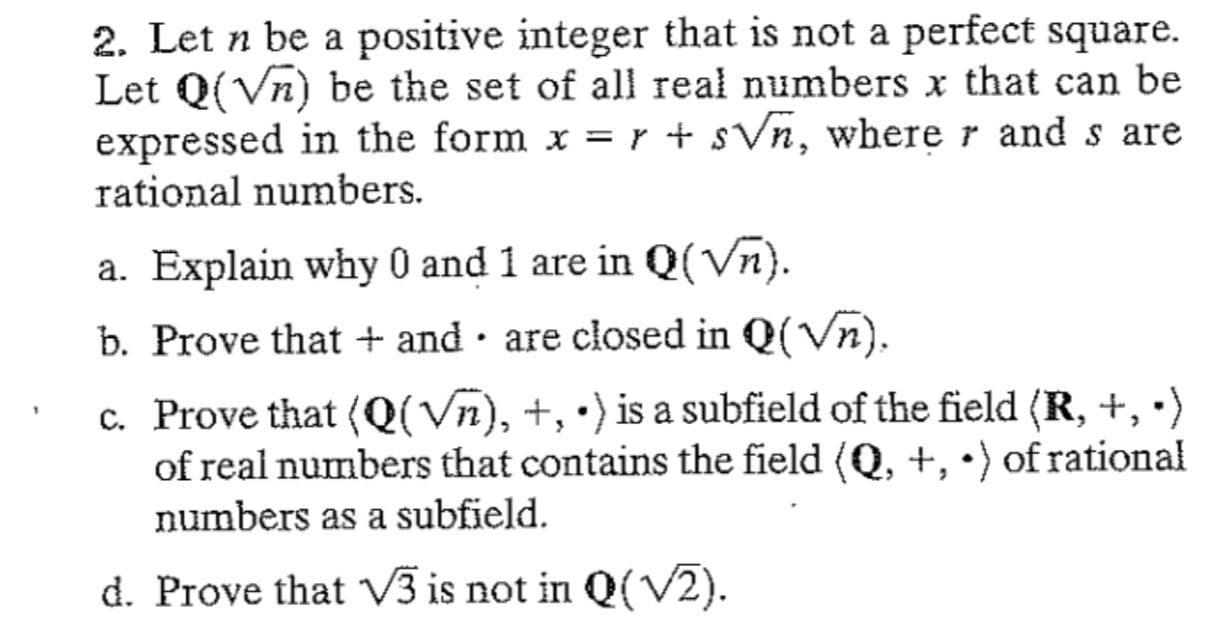 Solved 2. Let n be a positive integer that is not a perfect | Chegg.com