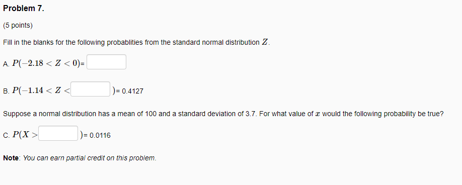 Solved Problem 7 . (5 points) Fill in the blanks for the | Chegg.com