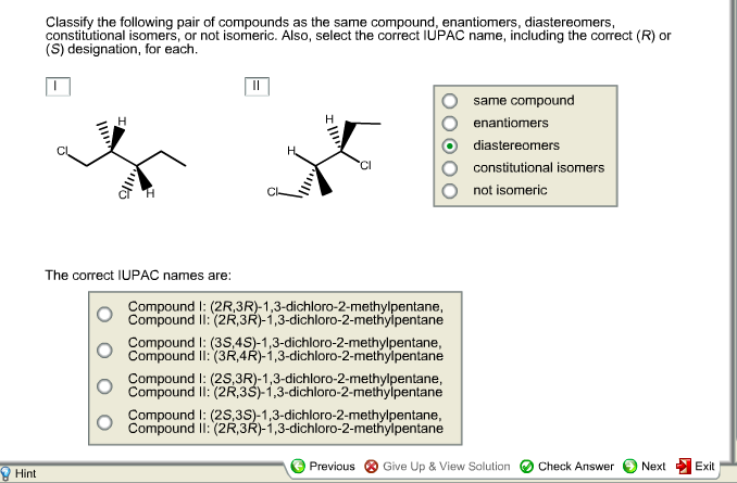 Solved Classify the following pair of compounds as the same | Chegg.com