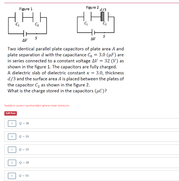 Two identical parallel plate capacitors of plate area | Chegg.com
