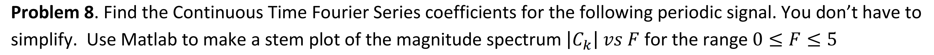 Solved Problem 8. Find the Continuous Time Fourier Series | Chegg.com