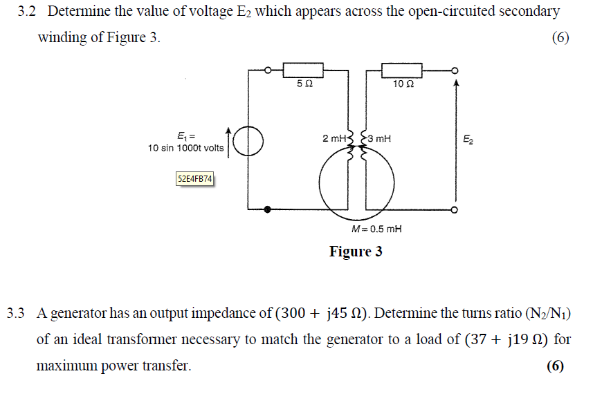 Solved 3.2 Determine the value of voltage E2 which appears | Chegg.com