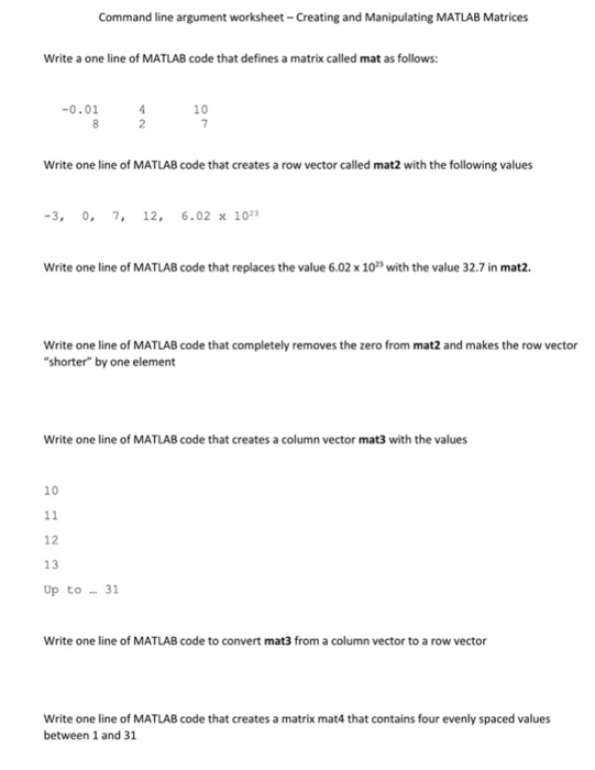 Solved Command line argument worksheet-Creating and | Chegg.com