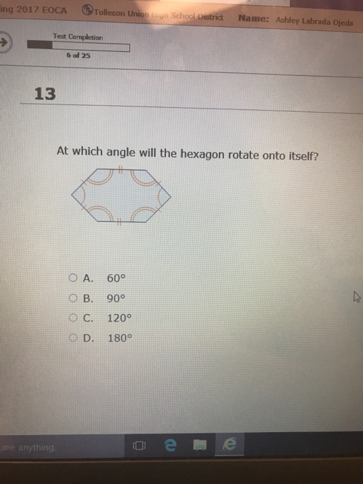 Solved: At Which Angle Will The Hexagon Rotate Onto Itself... | Chegg.com