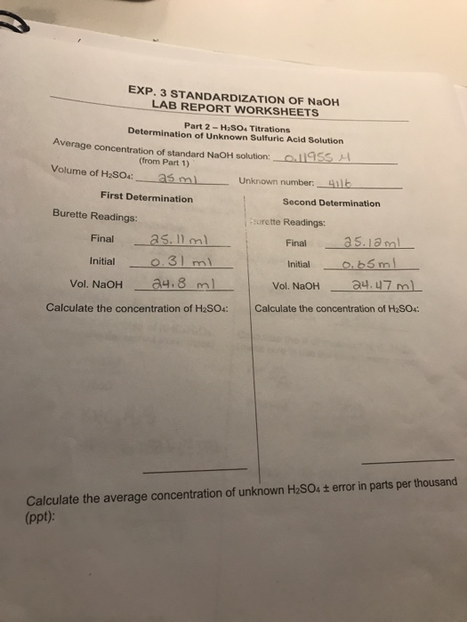 Solved EXP. 3 STANDARDIZATION OF NaOH LAB REPORT WORKSHEETS | Chegg.com Solved EXP. 3 STANDARDIZATION OF NaOH LAB REPORT WORKSHEETS | Chegg.com