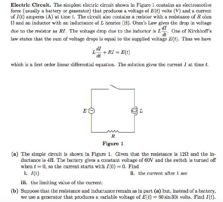 Solved Electric Circuit. The simplest electric circuit shown | Chegg.com