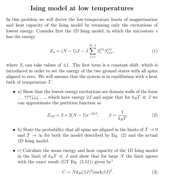 Solved Ising model at low temperatures In this problem we | Chegg.com