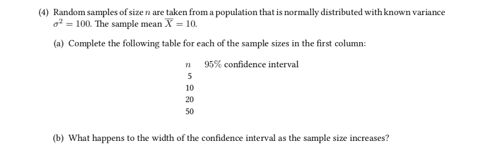 Solved Random samples of size n are taken from a population | Chegg.com