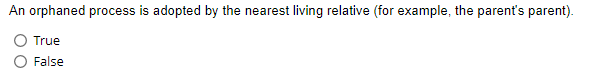 Solved An orphaned process is adopted by the nearest living | Chegg.com