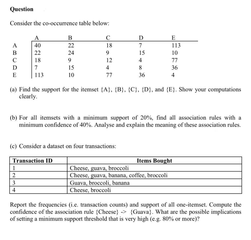 Solved Question Consider the co-occurrence table below: A B | Chegg.com
