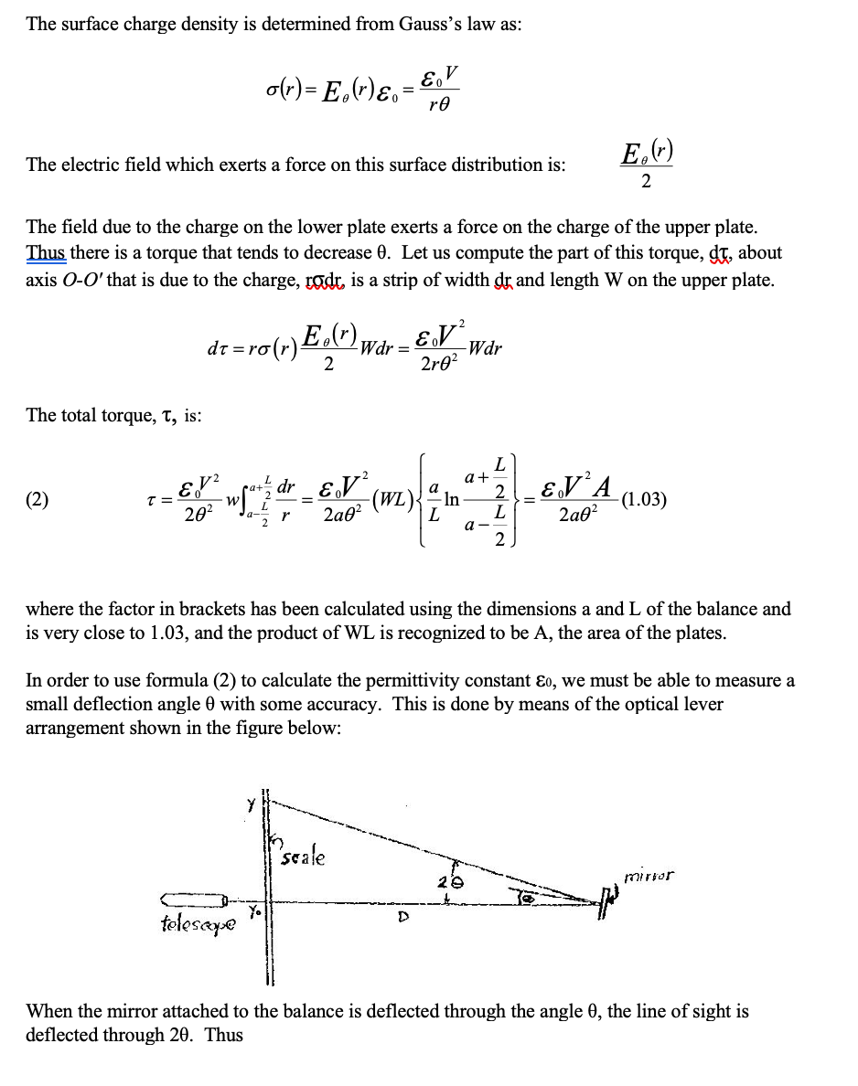 Solved LAB 7-COULOMB BALANCE Purpose: Measure the electric | Chegg.com