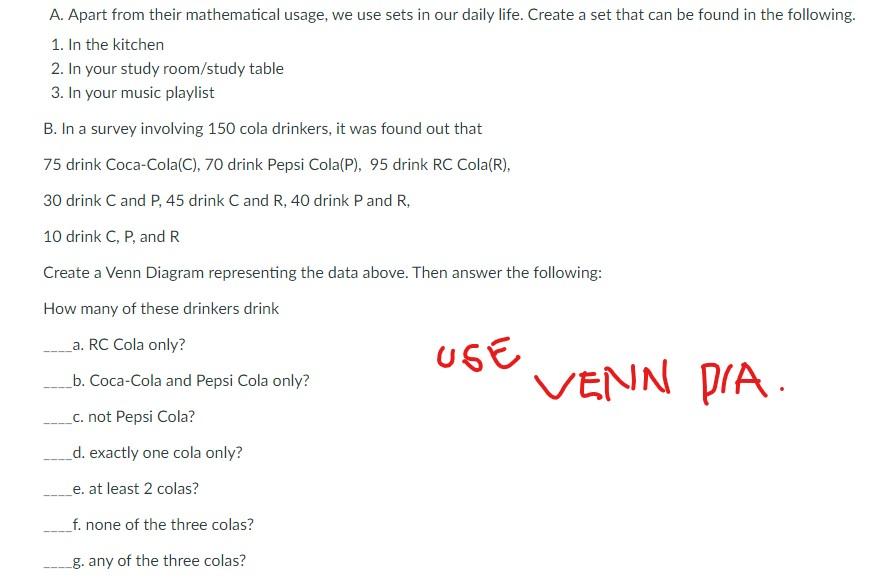 Solved A. Apart from their mathematical usage, we use sets | Chegg.com